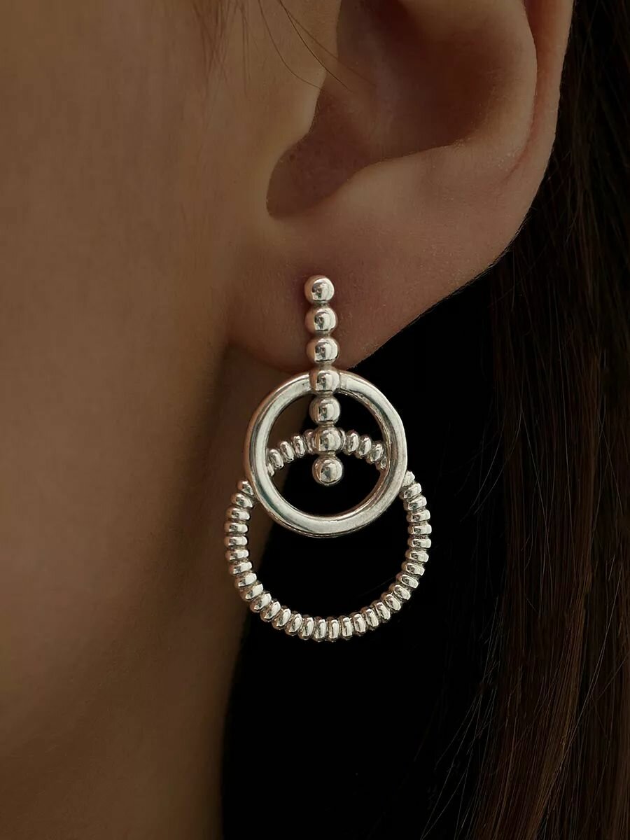 Серьги двусторонние Ювелир Карат, серебро, 925 проба, родирование