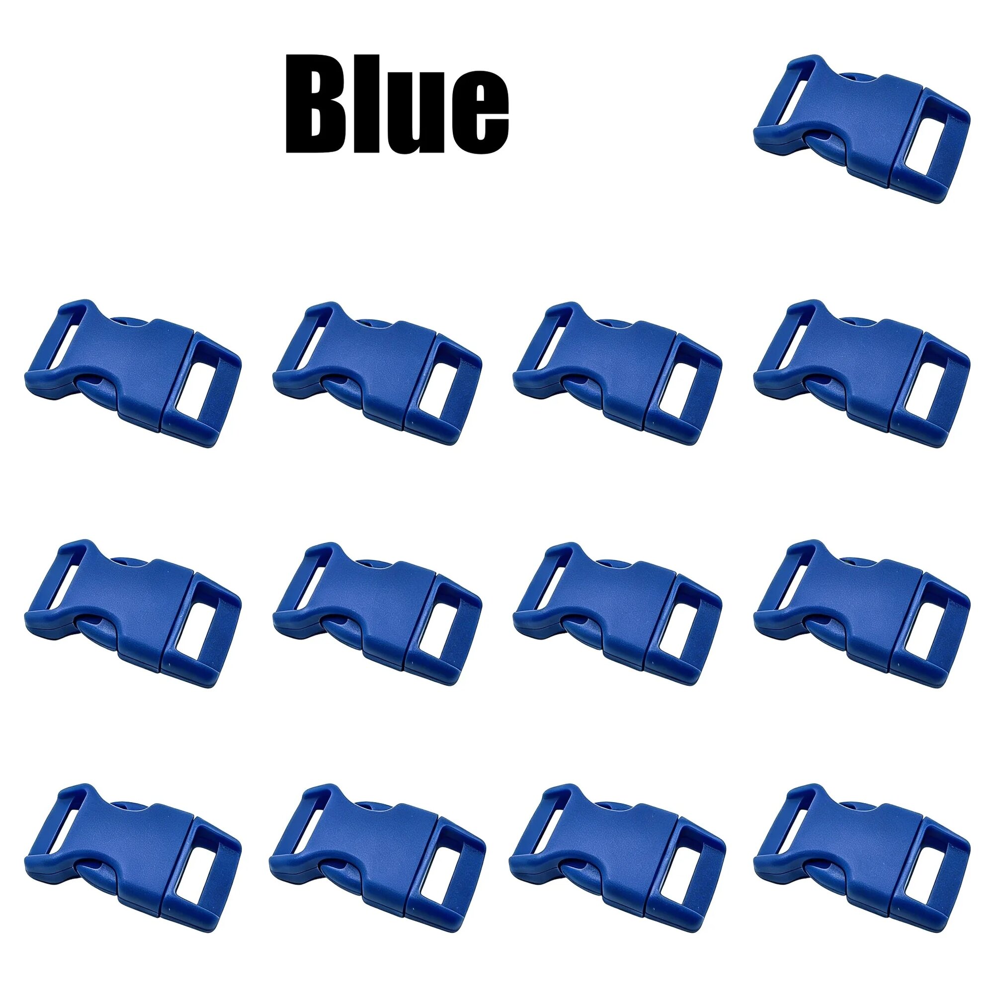 Пластиковые пряжки-фастексы 10/15/20/25 мм разных цветов 13pcs, Синий, For 10mm Webbing, Blue