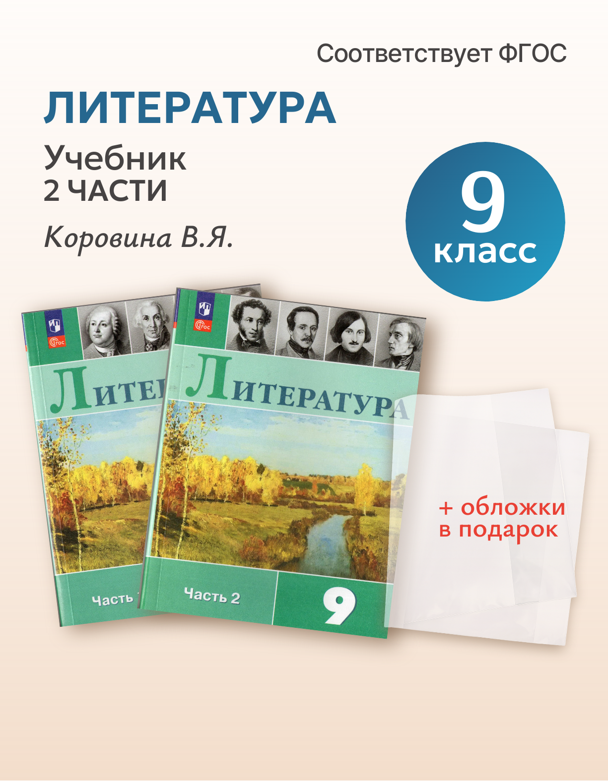 Литература. 9 класс. Учебник в 2-х частях + 2 обложки