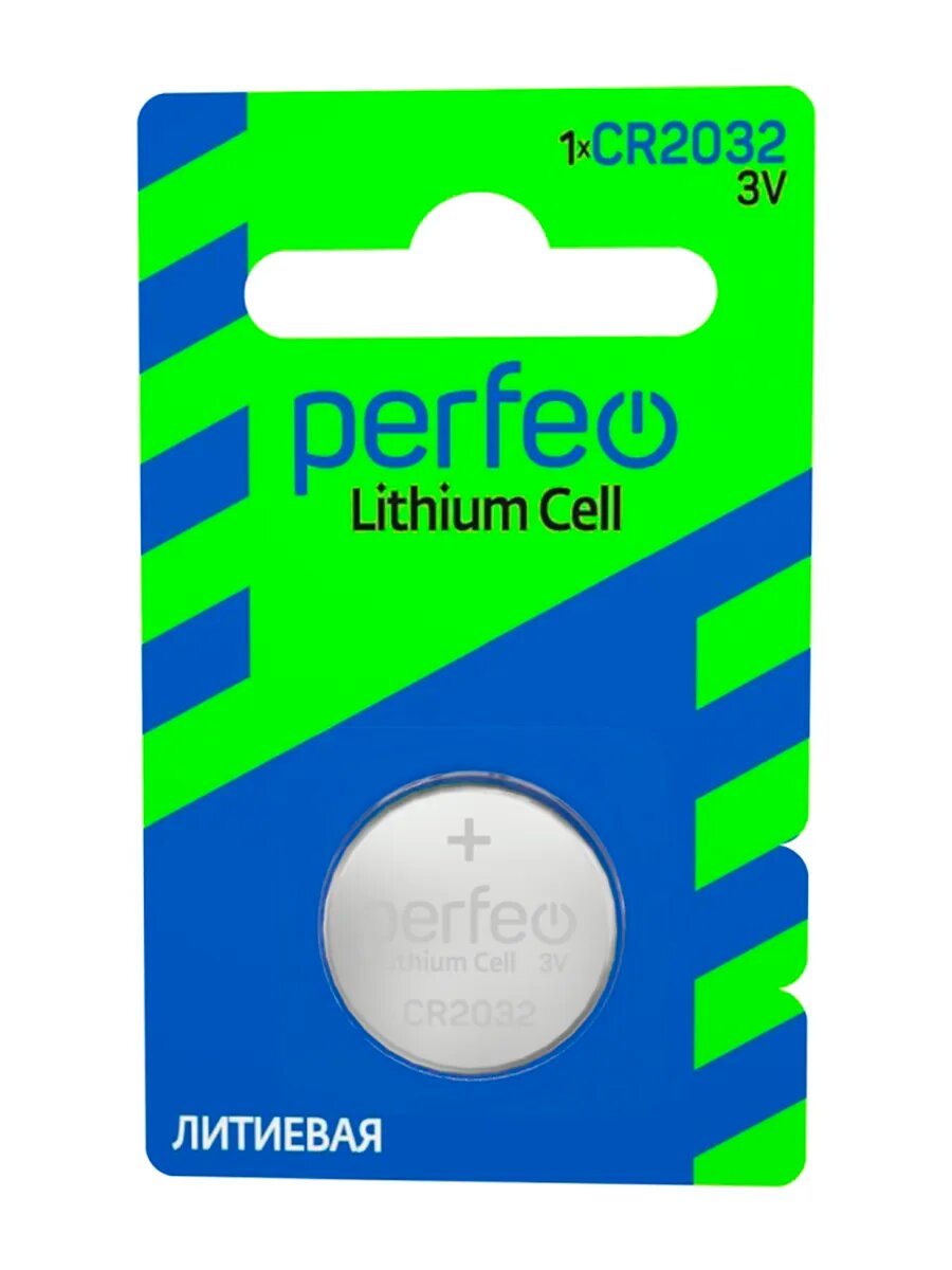 Батарейка таблетка круглая Perfeo CR2032, 3В, литиевая, 1 шт