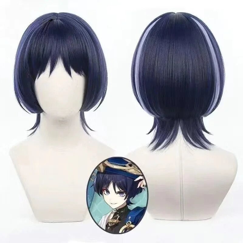 Косплей костюм Аламуша Геншин Импакт Темно-синий, XXXL, Wig (one size)