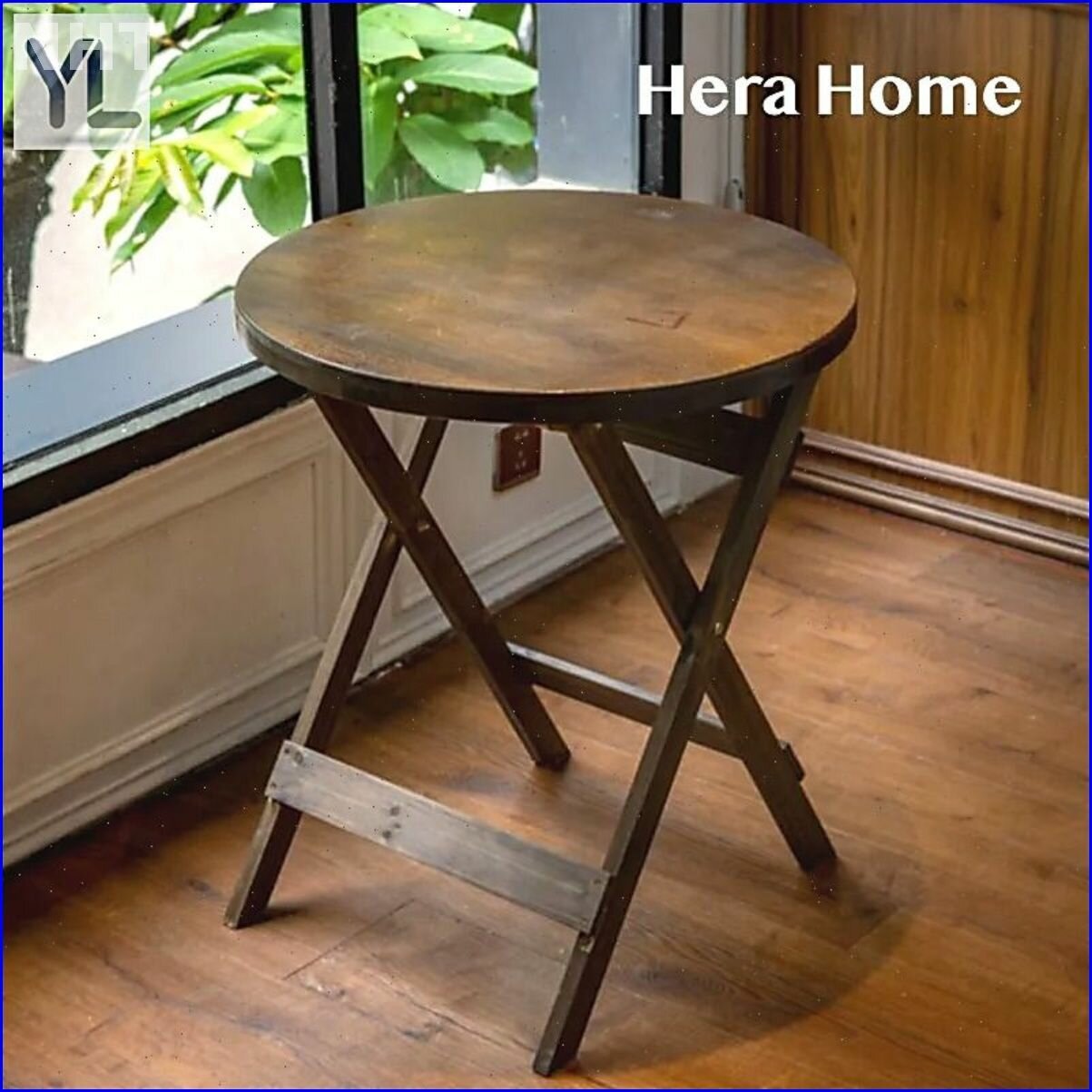 Складной деревянный стол Hera Home 60х60х68 см — круглый стол для сада, веранды, кухни и гостиной, переносной
