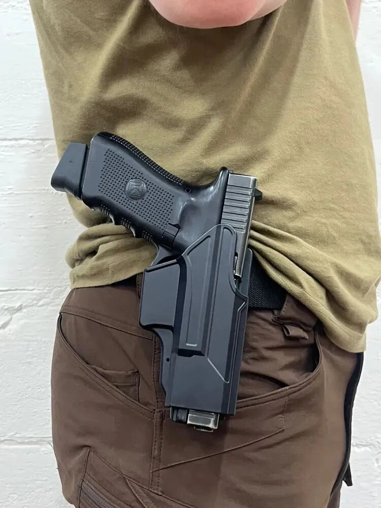 Кобура тактическая для пистолета Glock 17/19, Пластик, Черный матовый, Поясная — фото 1
