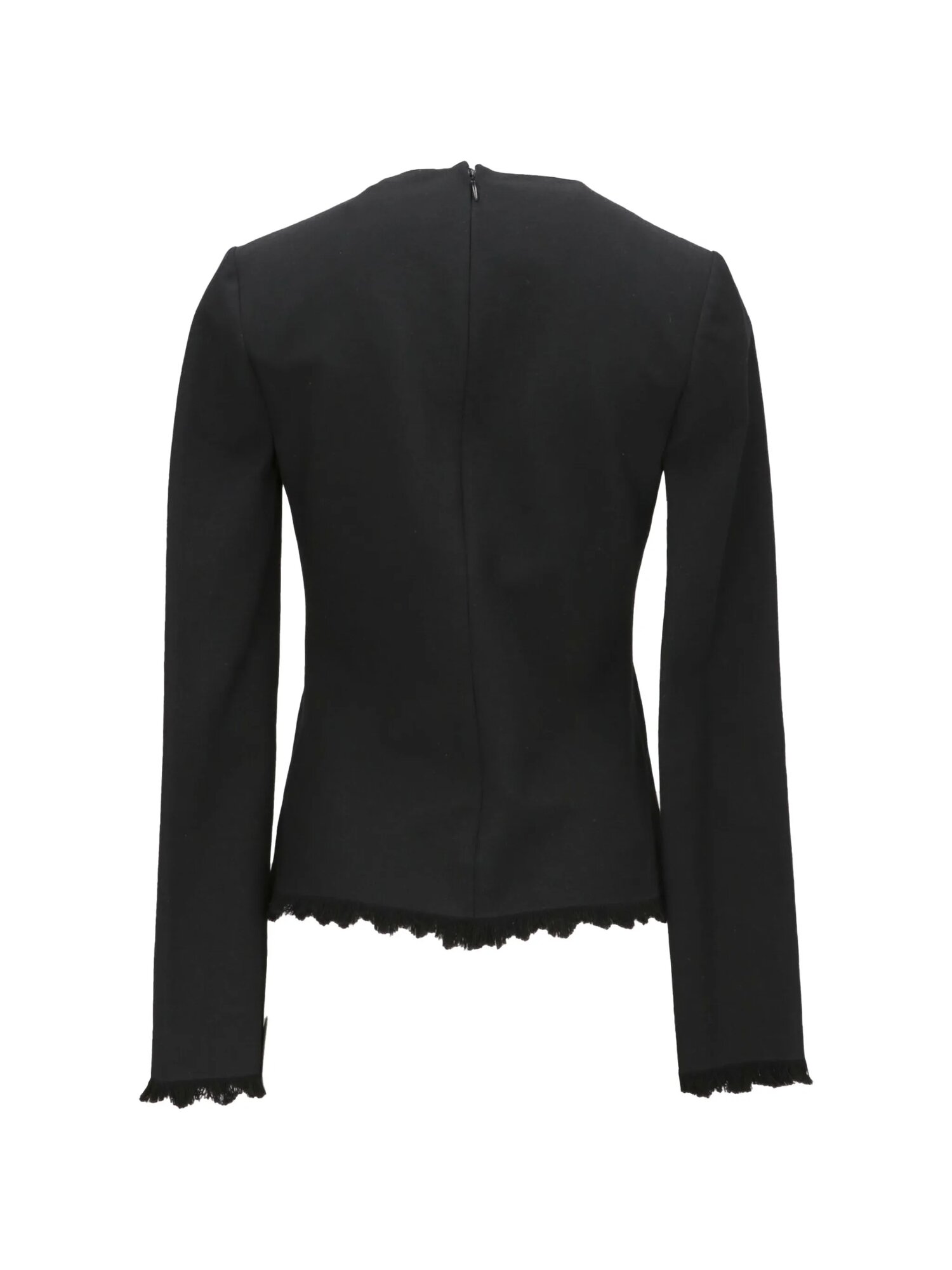 Блуза Tom Ford Fringed long-sleeve blouse, размер 38 EU, черный — фото 1