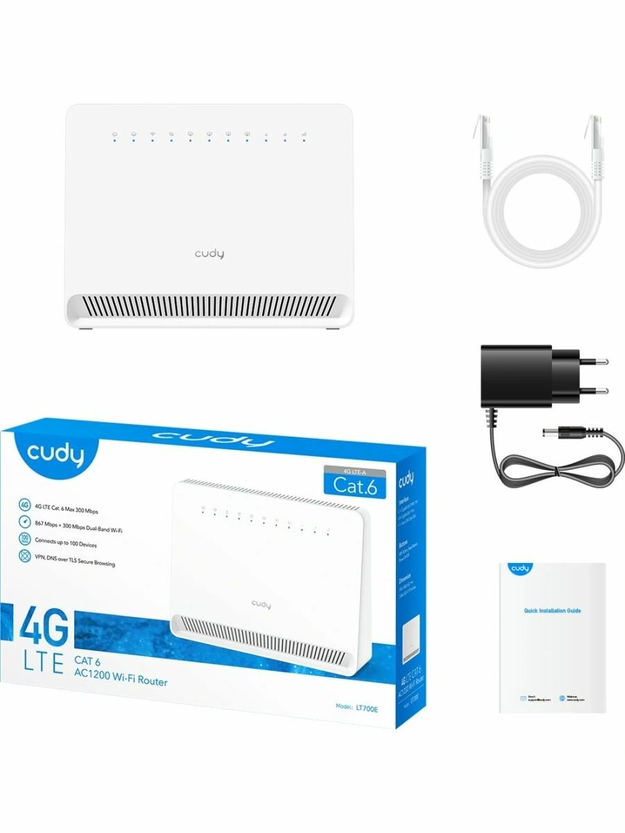Роутер беспроводной Cudy LT700E AC1200 10/100BASE-TX/4G cat.6