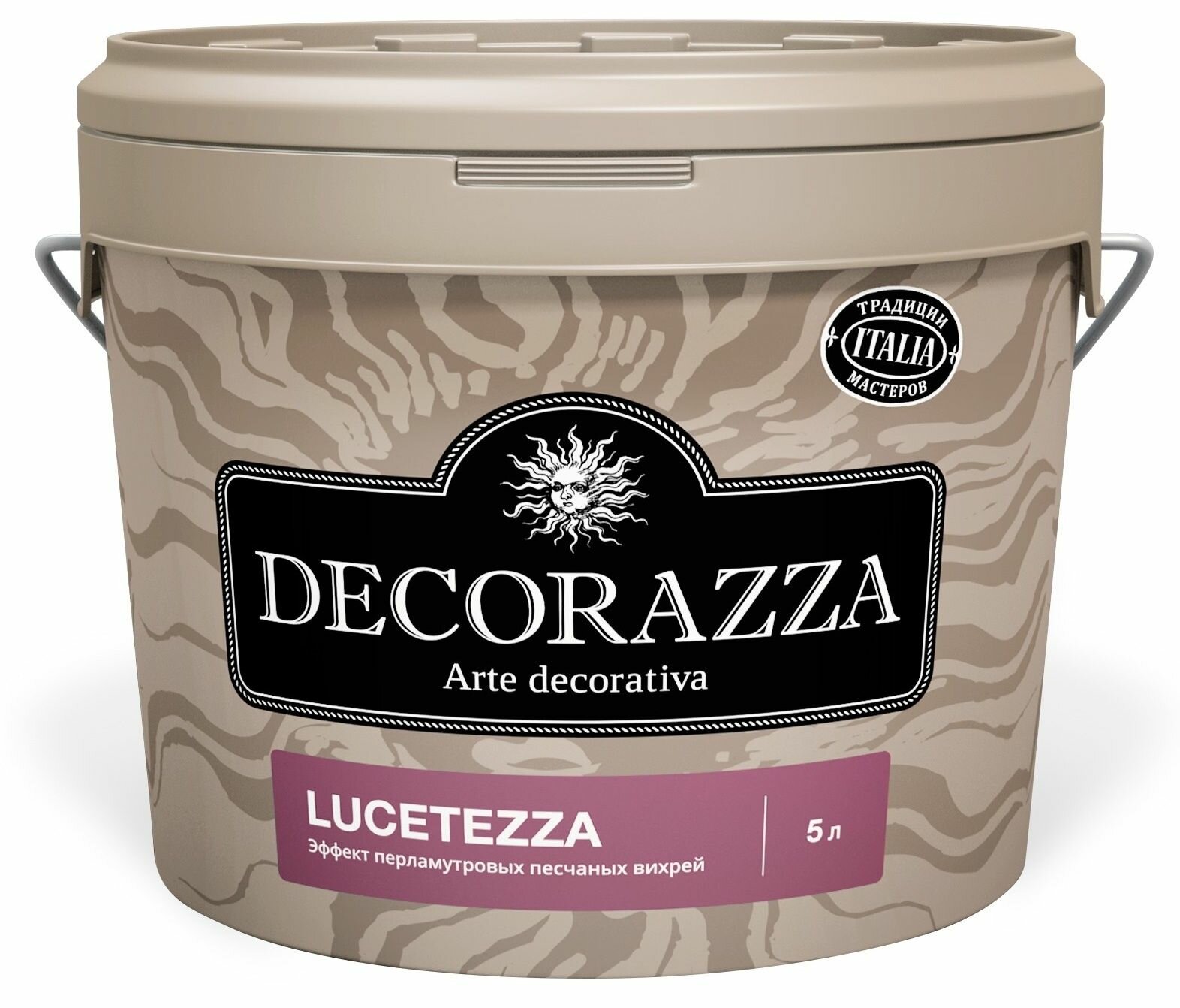 Декоративное покрытие с эффектом перламутровых песчаных вихрей Decorazza Lucetezza база Argento 1 л