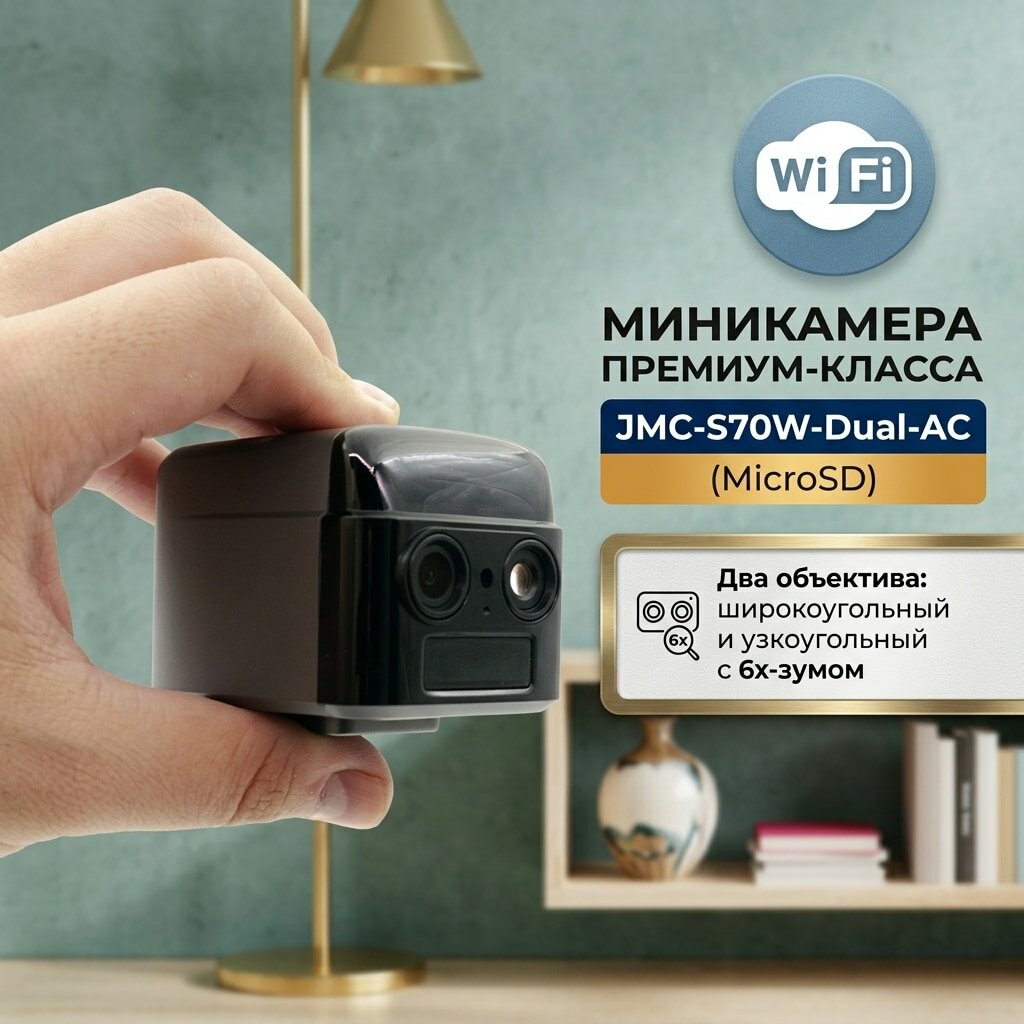 Мини WI-FI камера наблюдения - JMC-S70W-Dual-AC. 2 объектива
