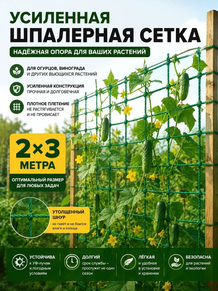 Сетка садовая ограждающая, Полиэтилен,3х2м