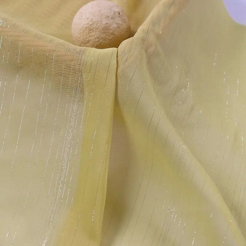 Желтая шифоновая ткань с блестками, Jasmine Yellow 37