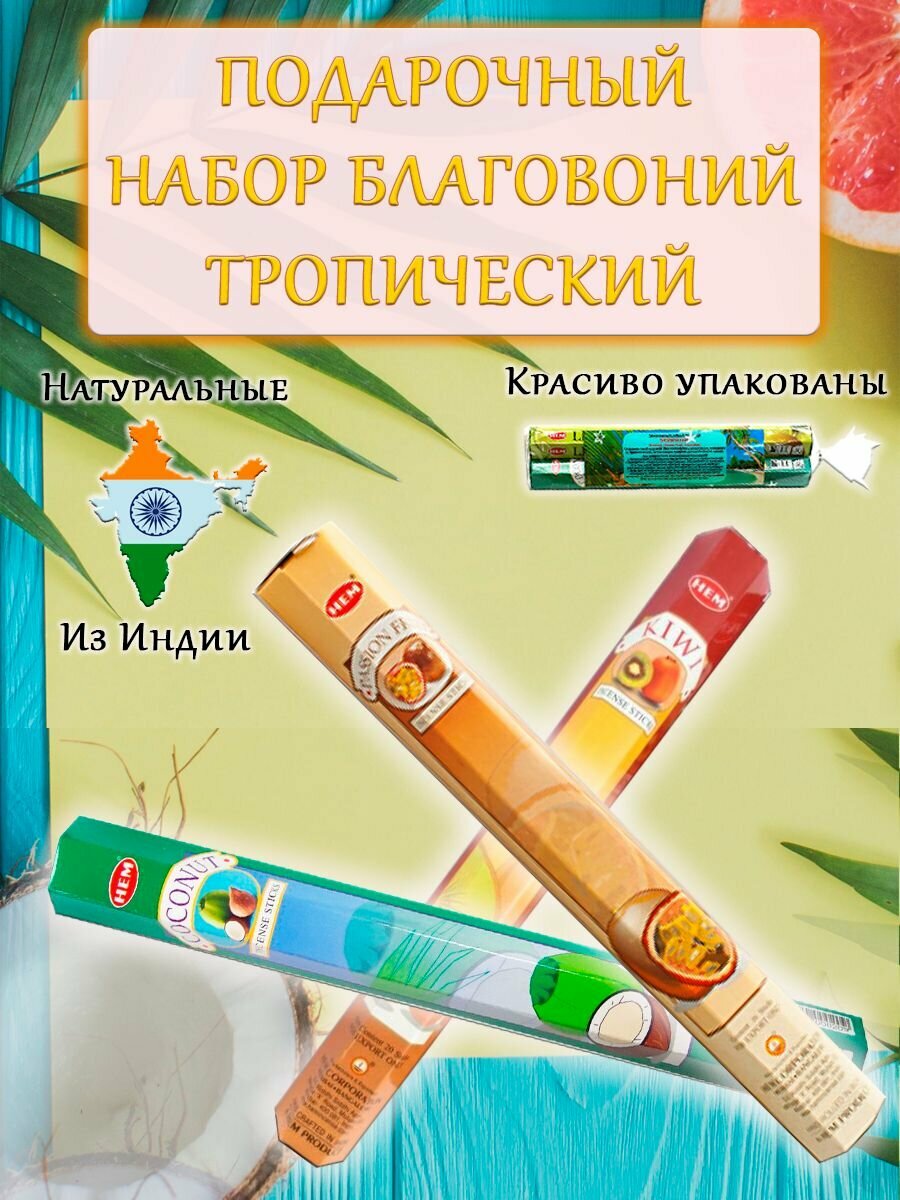 Тематический Ароматический Набор палочек благовоний HEM шестигранники (3*20 шт.)