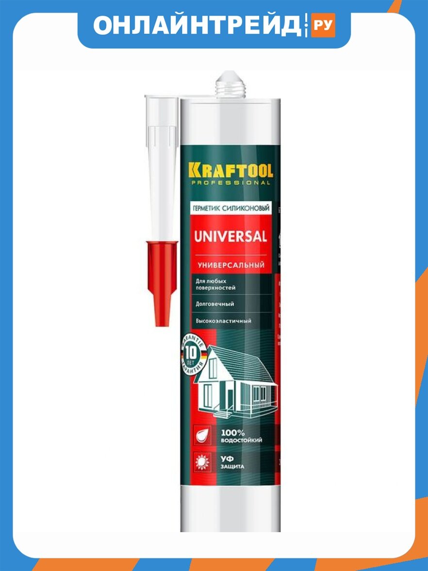 Герметик силиконовый универсальный Kraftool 300 мл белый 41253-0