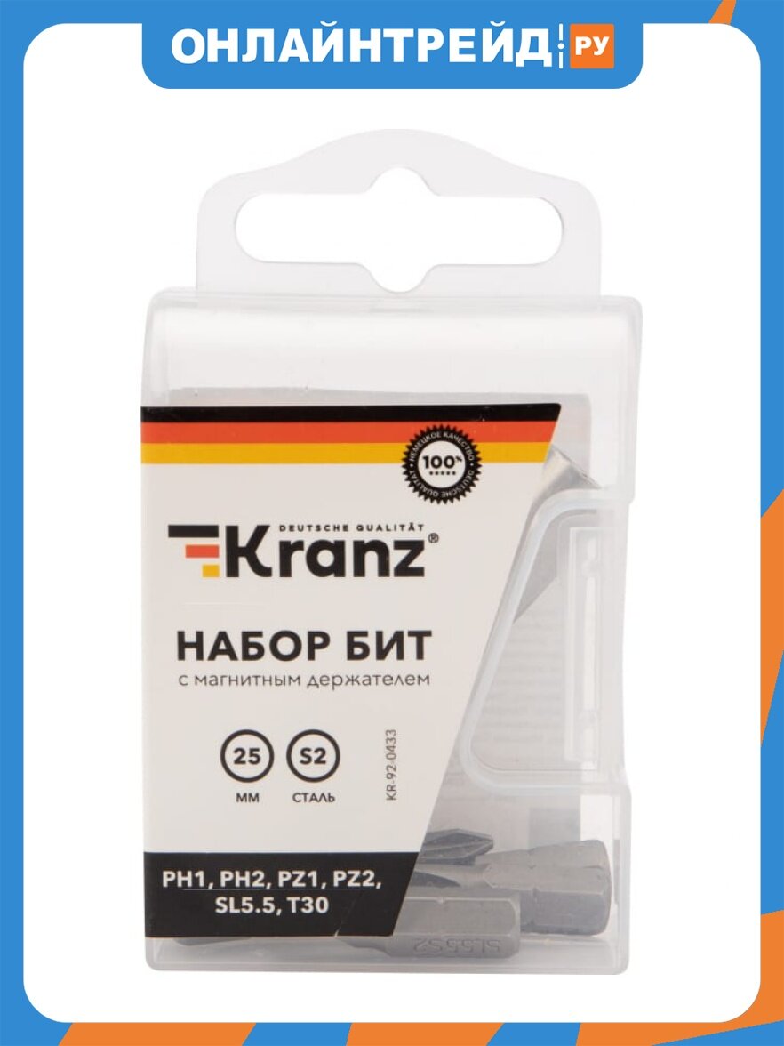 Набор бит Kranz 6 шт. с магнитным держателем