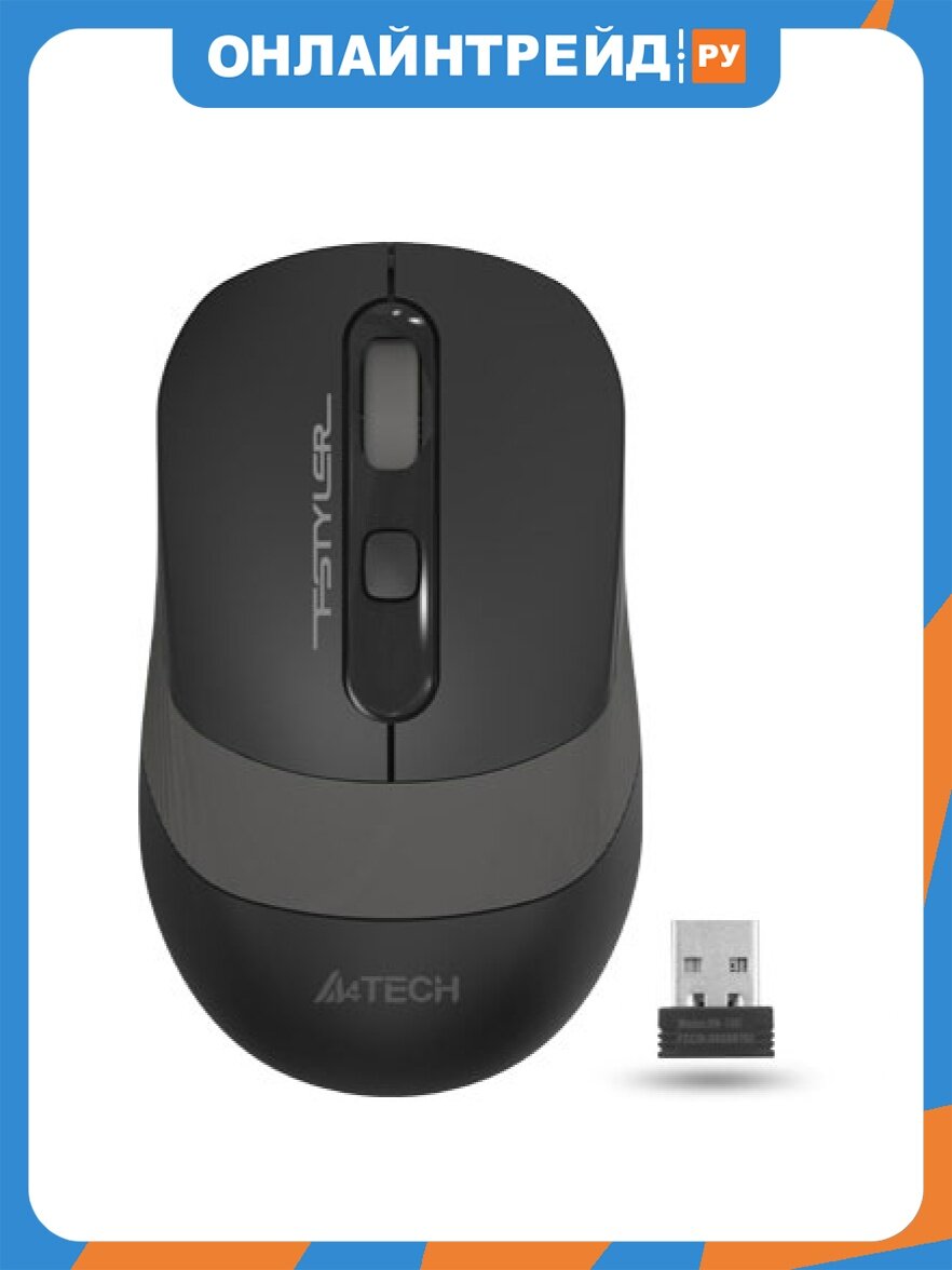 Мышь A4TECH Fstyler FG10 черный/серый оптическая (2000dpi) беспроводная USB (1147564)