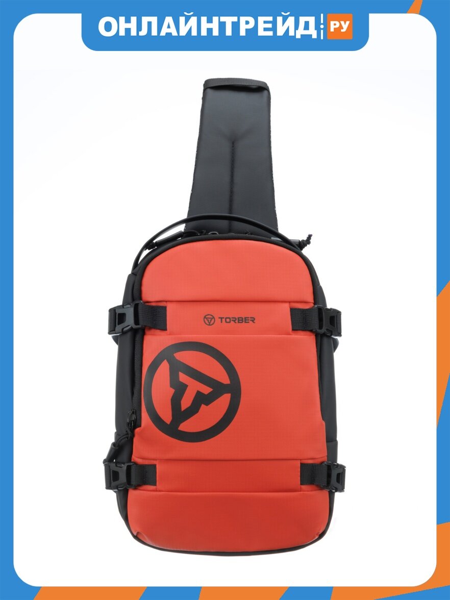 Рюкзак на одно плечо Torber Xtreme, оранжевый/чёрный, 20 х 8 х 31 см, 5л