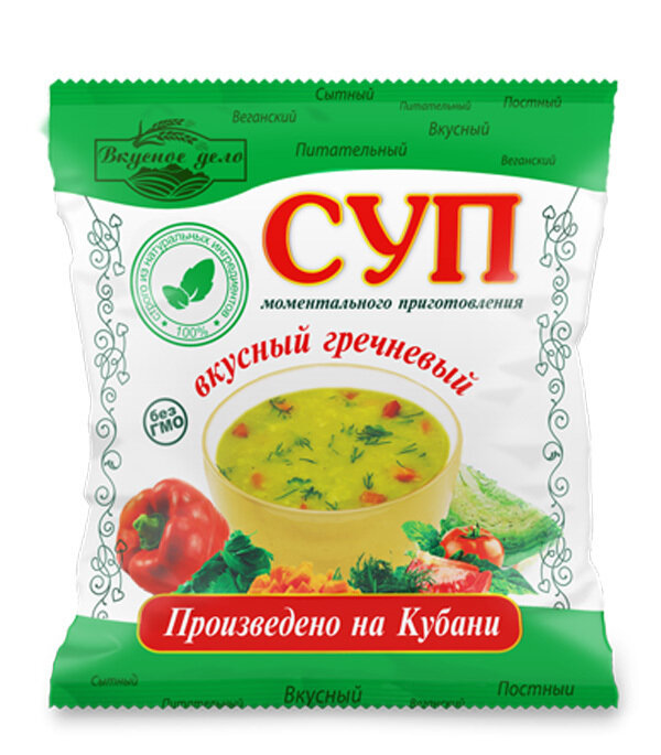 Суп Гречневый быстрого приготовления 14шт по 28г, постный, веганский. Вкусное Дело.