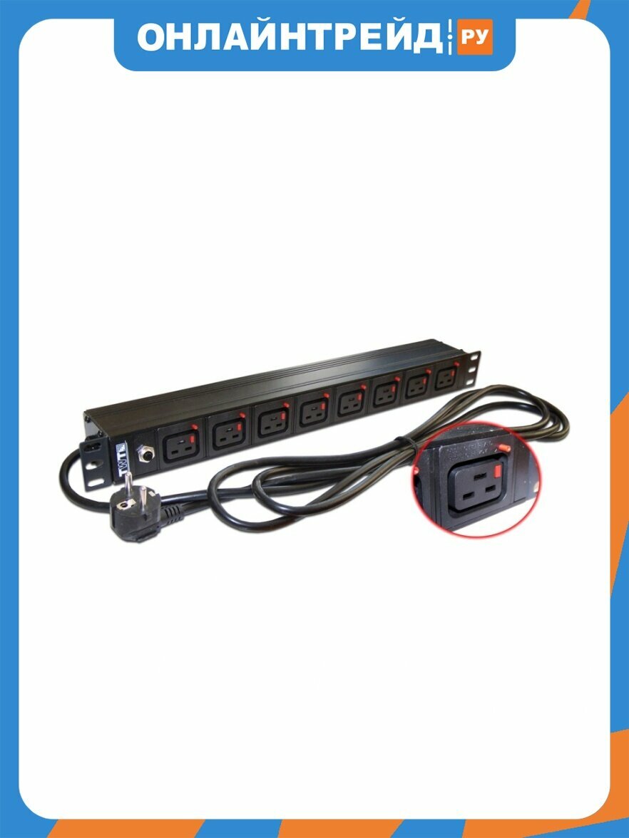 Блок розеток Lanmaster TWT-PDU-16A8C9L-3.0 8шт, 1U, 3м