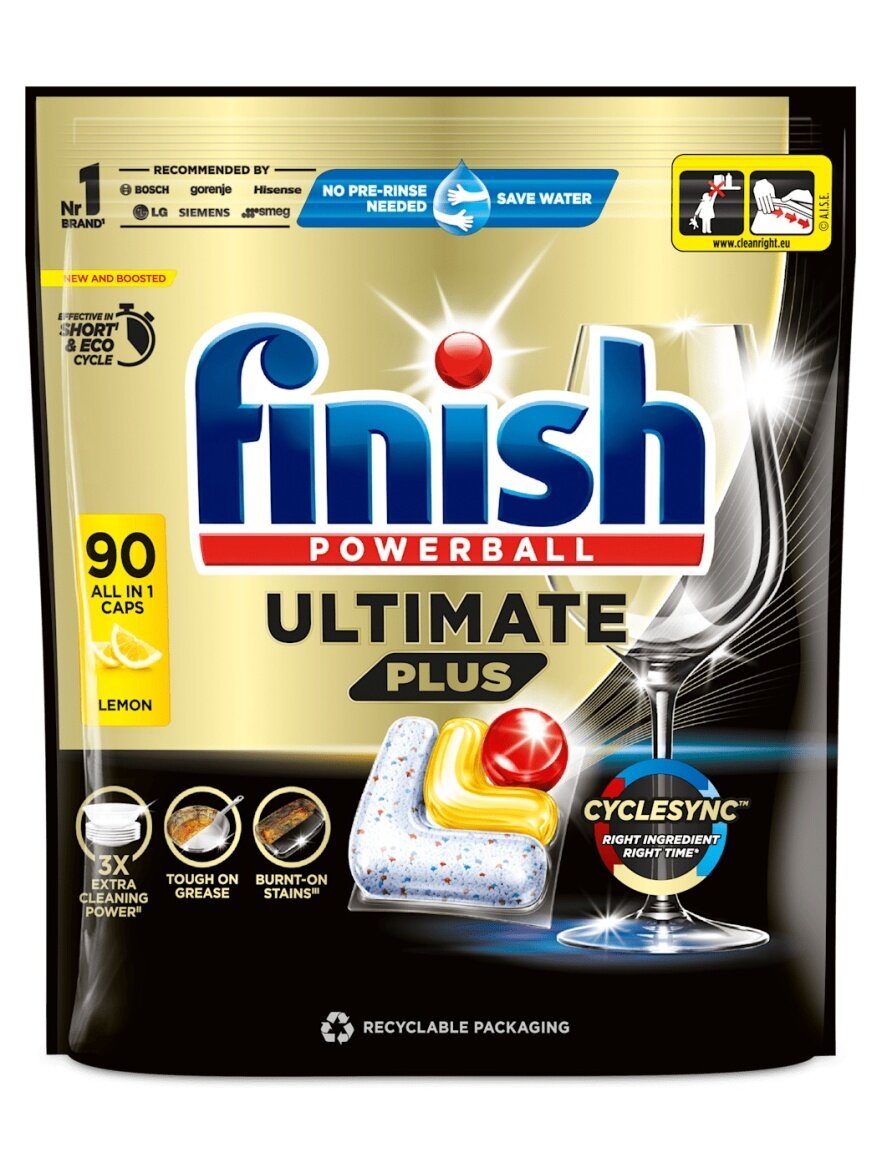 Капсулы для посудомоечных машин Finish ULTIMATE PLUS, 90 шт, лимон