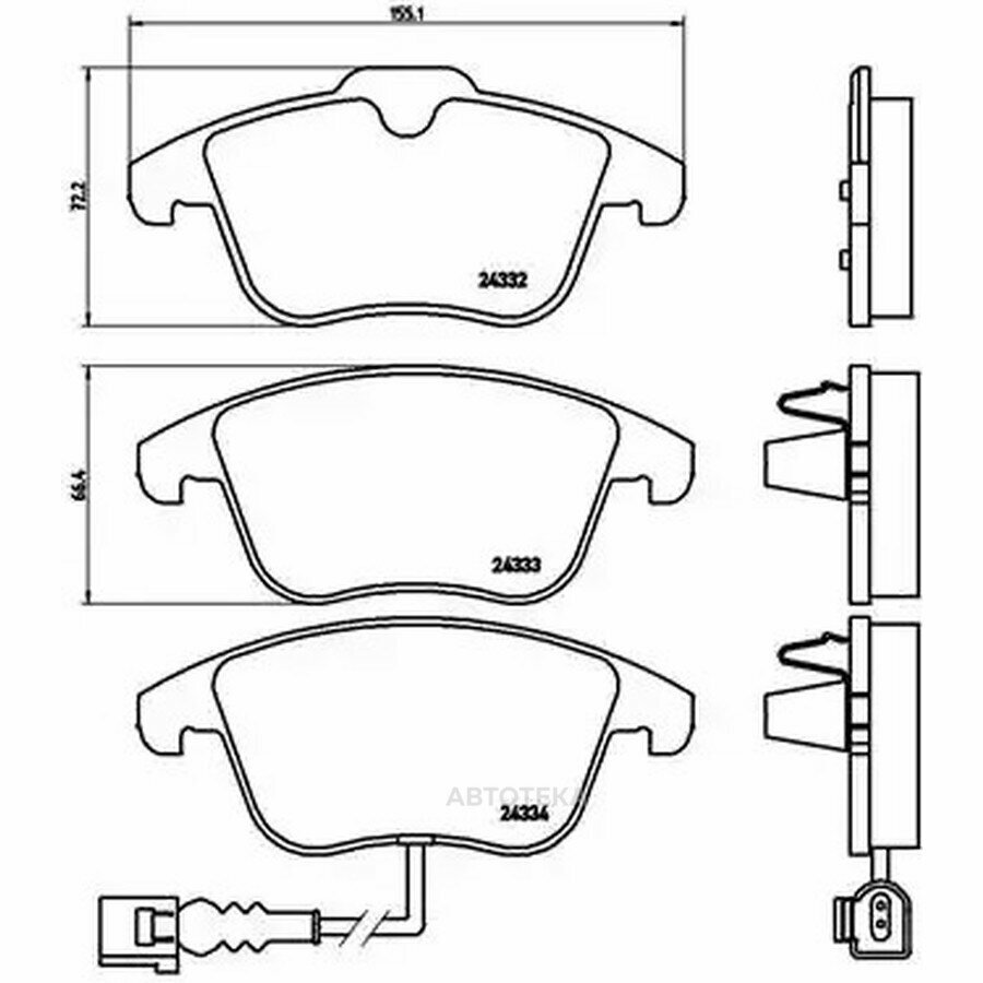 Колодки тормозные AUDI Q3 11-/VW SHARAN 10-/TIGUAN 07- передние BREMBO P85112