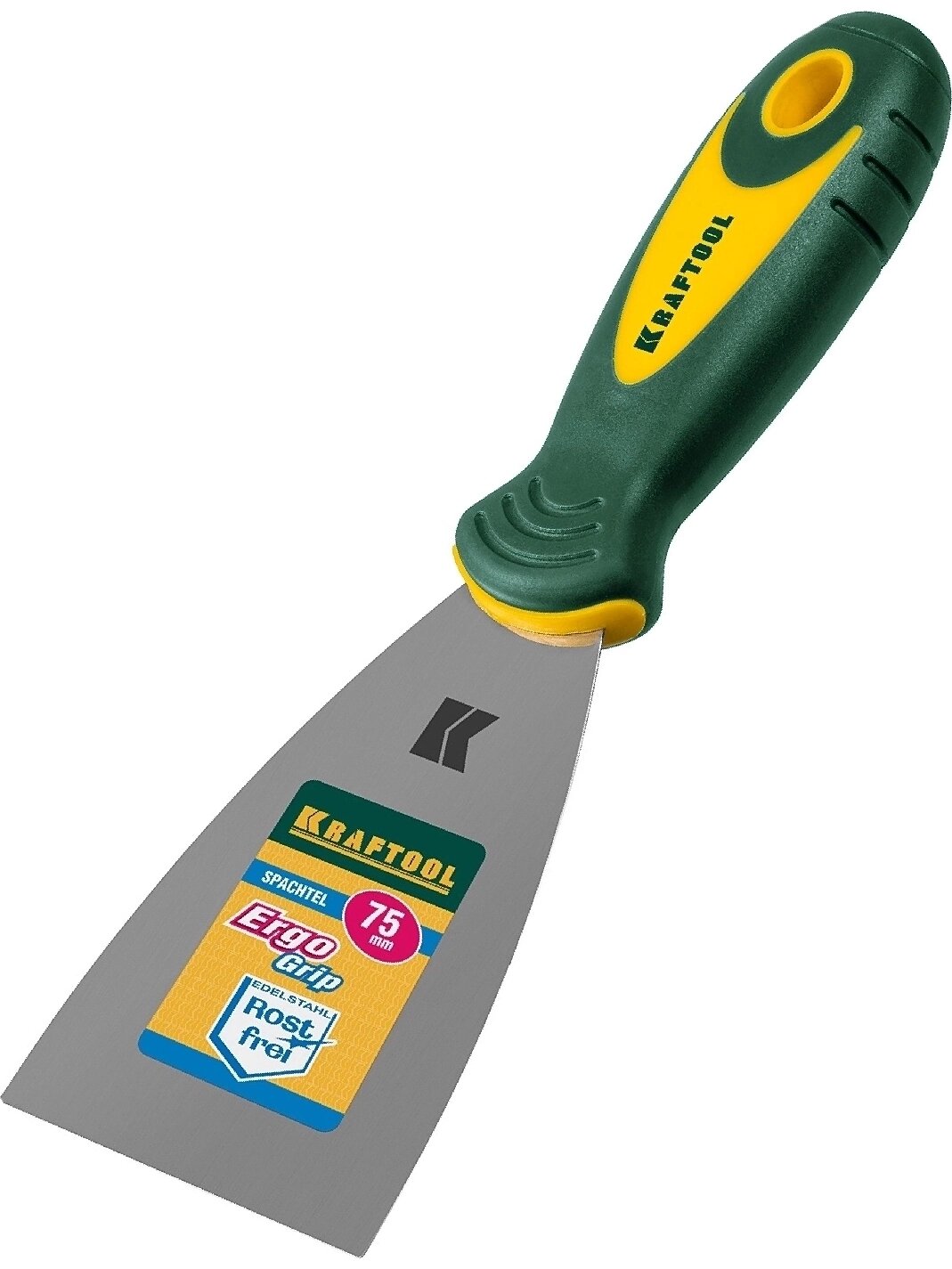 Шпатель KRAFTOOL 75 мм, х-образное профилированное полотно, двухкомпонентная ручка, нержавеющий — фото 1
