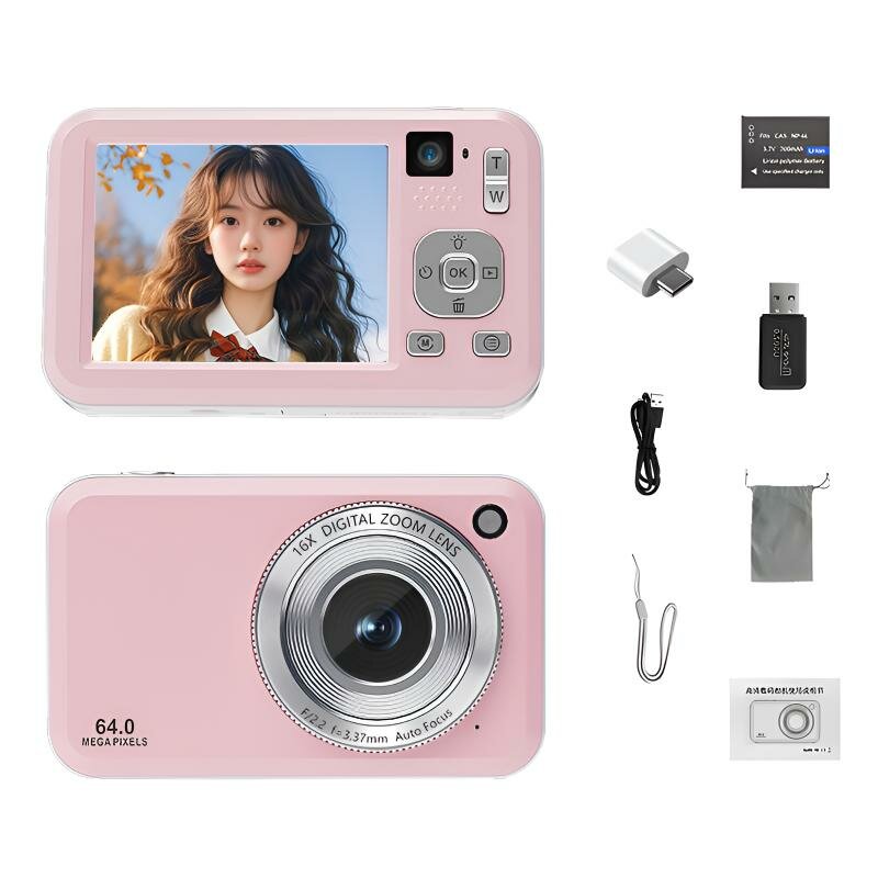 **Цифровая камера унисекс SONGDIAN DC315, Fairy Pink-No Internal Memory, Not Recommended[64MP Pixel+Dual Cameras Front and Back+Flashes]**