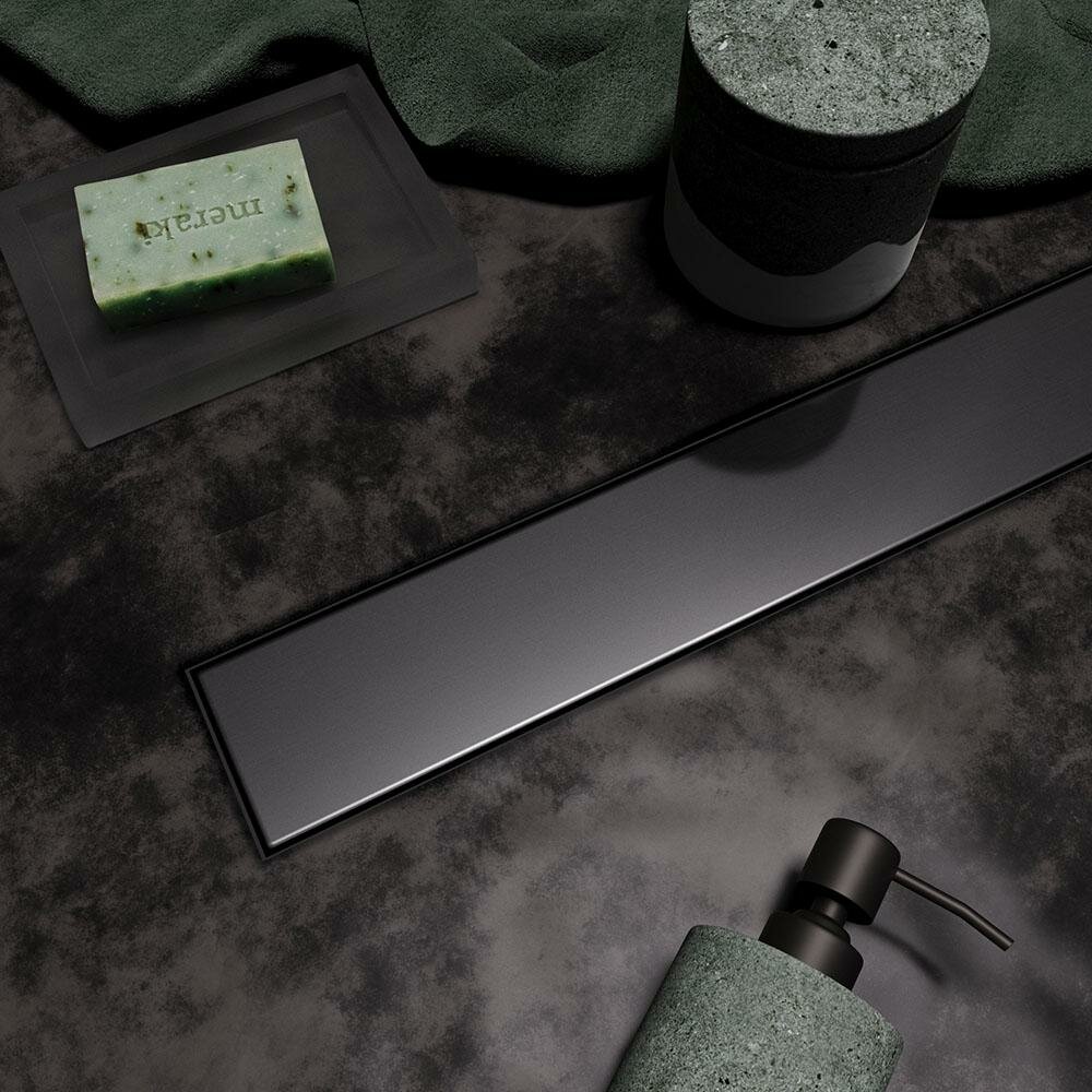 Душевой лоток Veconi Stesso Graphite 900 VS900GR с решеткой цвет Графит брашированный под плитку