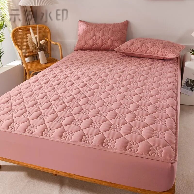Наматрасник 90x200х25см розовый, ситец, полиэстер, микроволокно, 950г