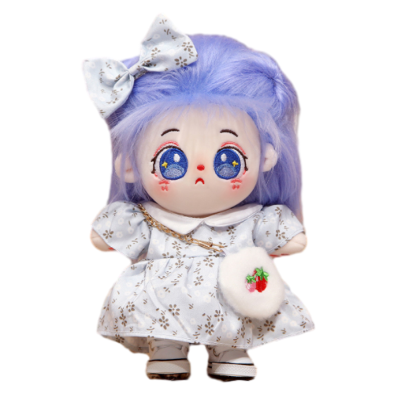 Плюшевая кукла унисекс XIONGJUN, 20CM EU, Sky Blue Floral Dress with Bone Details[Four-Piece Set]