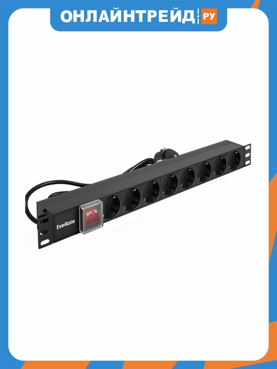 Блок розеток Exegate ServerPro PDU-19H805 Al-8S-EU3CU-SW (EX280844RUS)