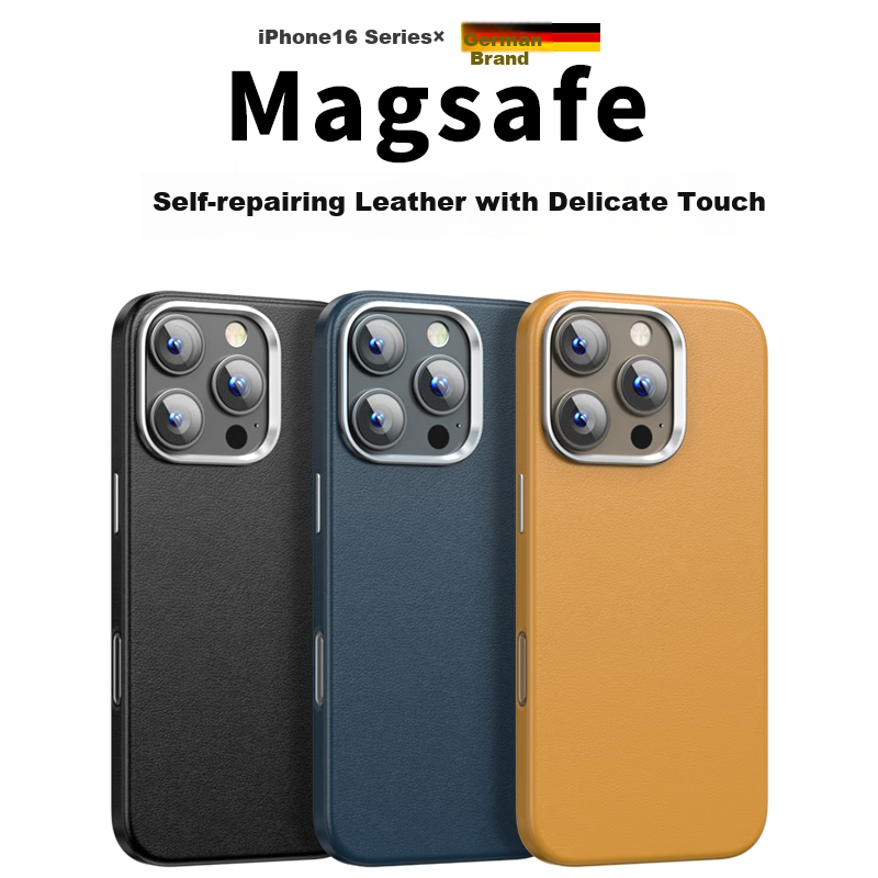 Чехол для Apple iPhone 16 Pro Max с магнитной задней панелью из кожи полная защита деловой стиль ударопрочный