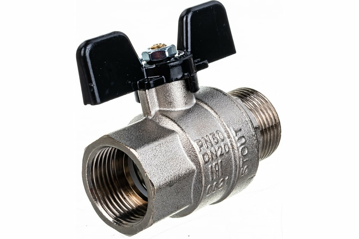 Кран шаровой полнопроходной STOUT ВР/НР ручка бабочка 3/4" KVs 45, SVB-0004-200020