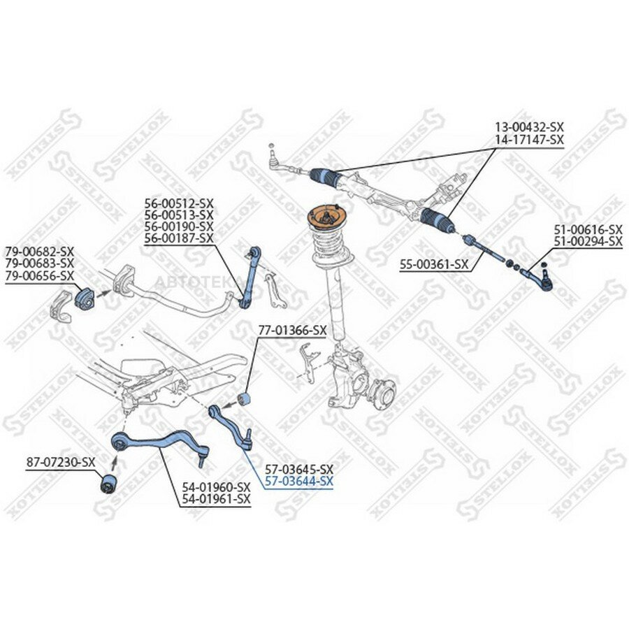 Рычаг BMW E60 2.0I-4.5I/2.5D-3.5D 03- зад. низ. прав. алюм. STELLOX 5703644SX