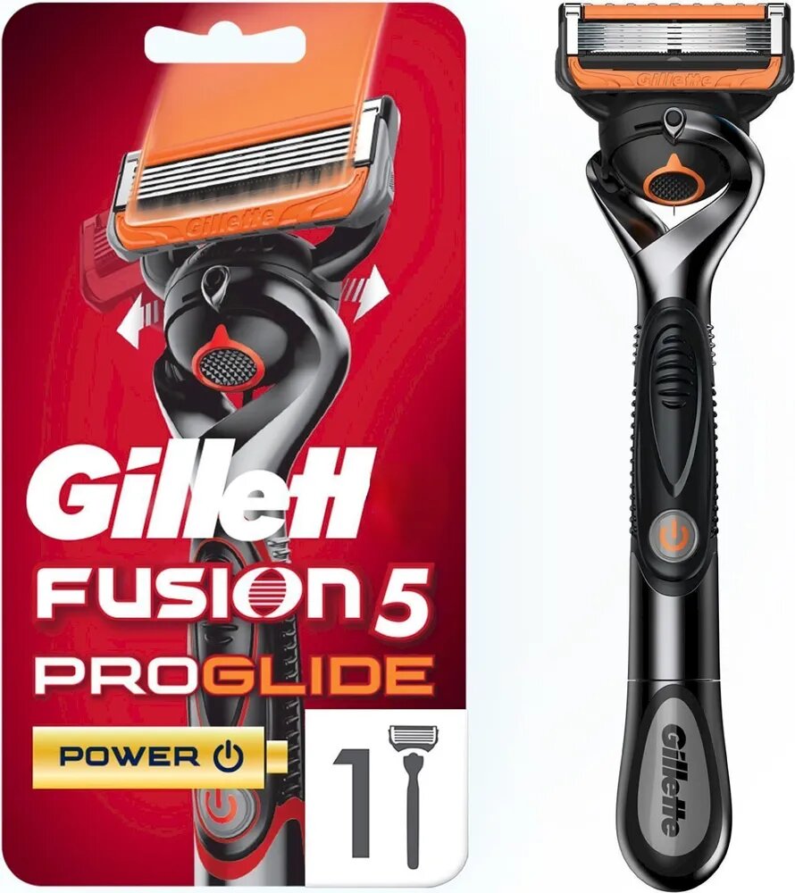 Fusion5 ProGlide Power мужская бритва, 1 кассета, с 5 лезвиями, с технологией Flexball, с успокаивающими микроимпульсами