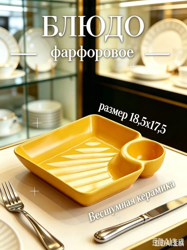 Блюдце 18 см 1 шт желтый