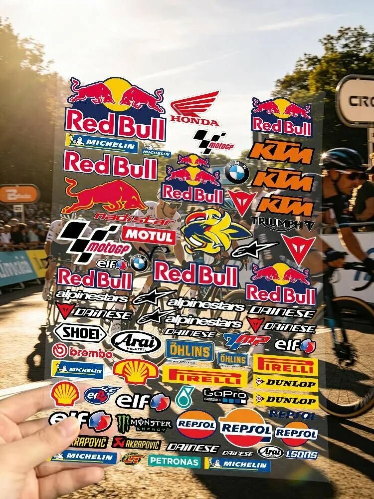 Red bull Набор виниловых наклеек для мотоцикла, высокое качество печати и резки