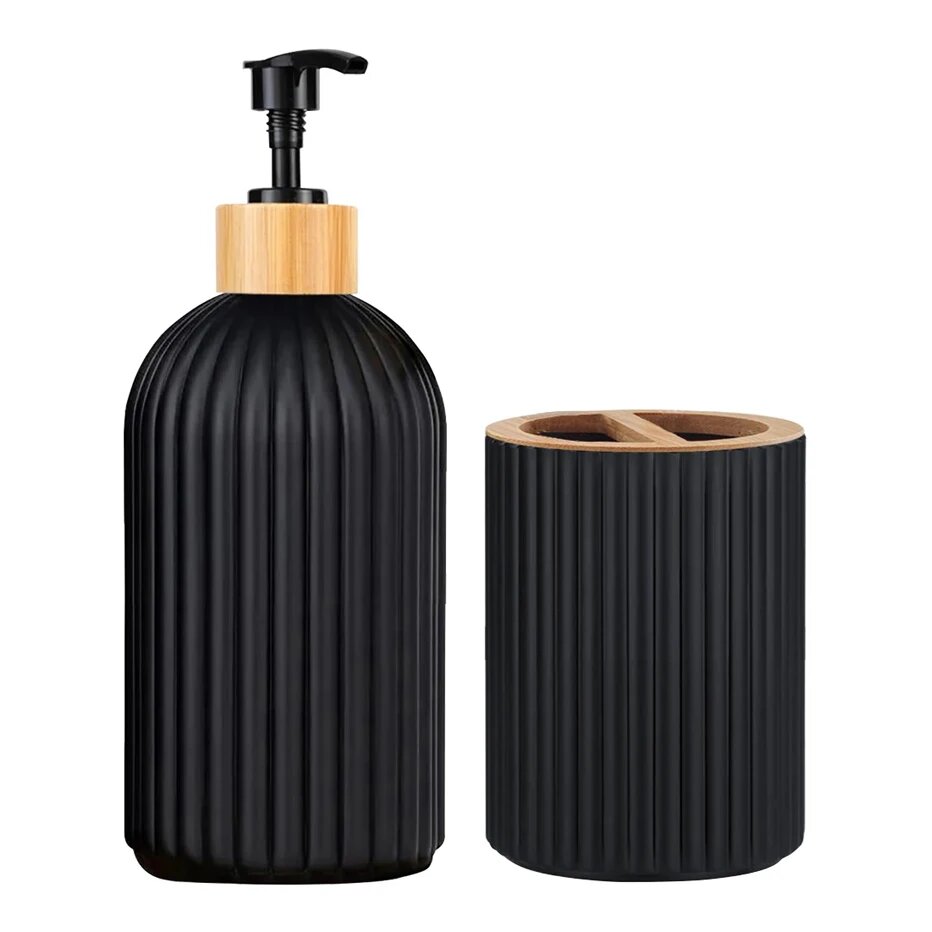 Контейнер для ванной комнаты Black+Bamboo Черный, 2pcs-black
