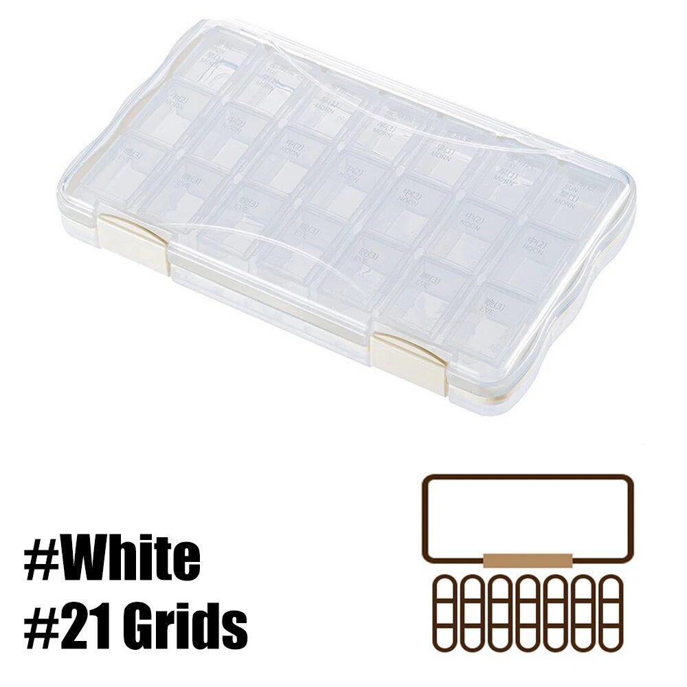 Органайзер для таблеток на неделю, 21 отделение White 21 Grids-1PCS