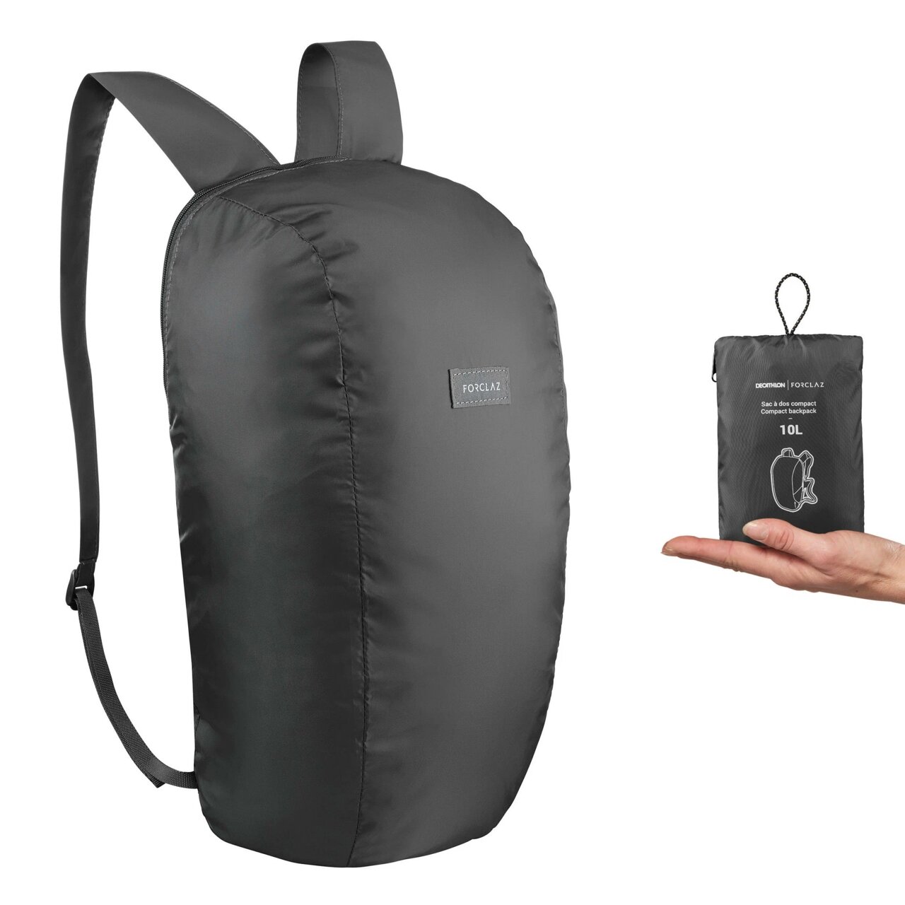 Рюкзак Decathlon Forclaz, трекинговый, мужской/женский, складной, полиэстер, чёрный, 10 л