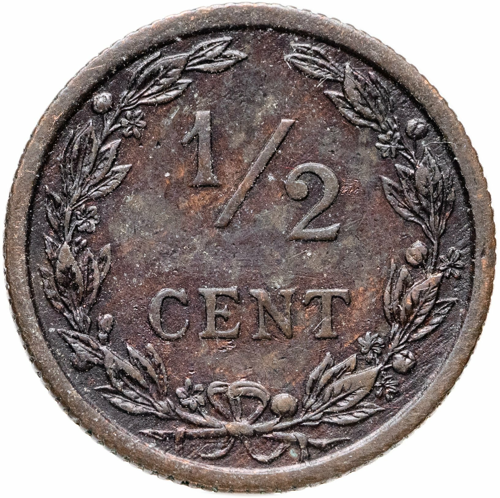 Нидерланды 1/2 цента cent 1903, Бронза, в сохранности AU