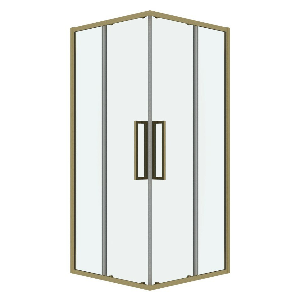 Душевое ограждение Grossman Cosmo 300. K33.02.9090.32.00 (90х90х195) квадрат, раздвижная, золото сатин, стекло прозрачное, 1 место