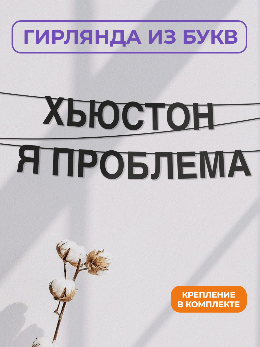 Бумажная гирлянда на стену, интерьерная - “Хьюстон я проблема“, гирлянда буквенная