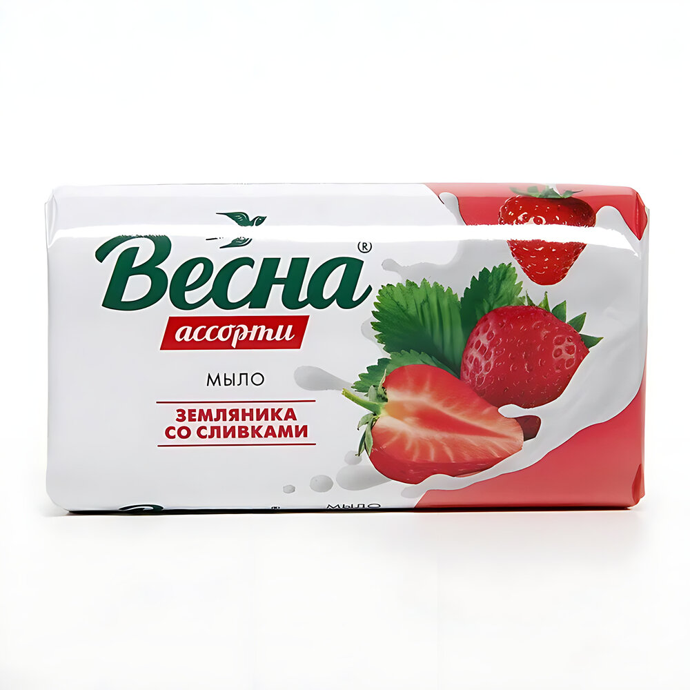 Мыло кусковое натуральное Весна «Земляника со сливками», 90 г