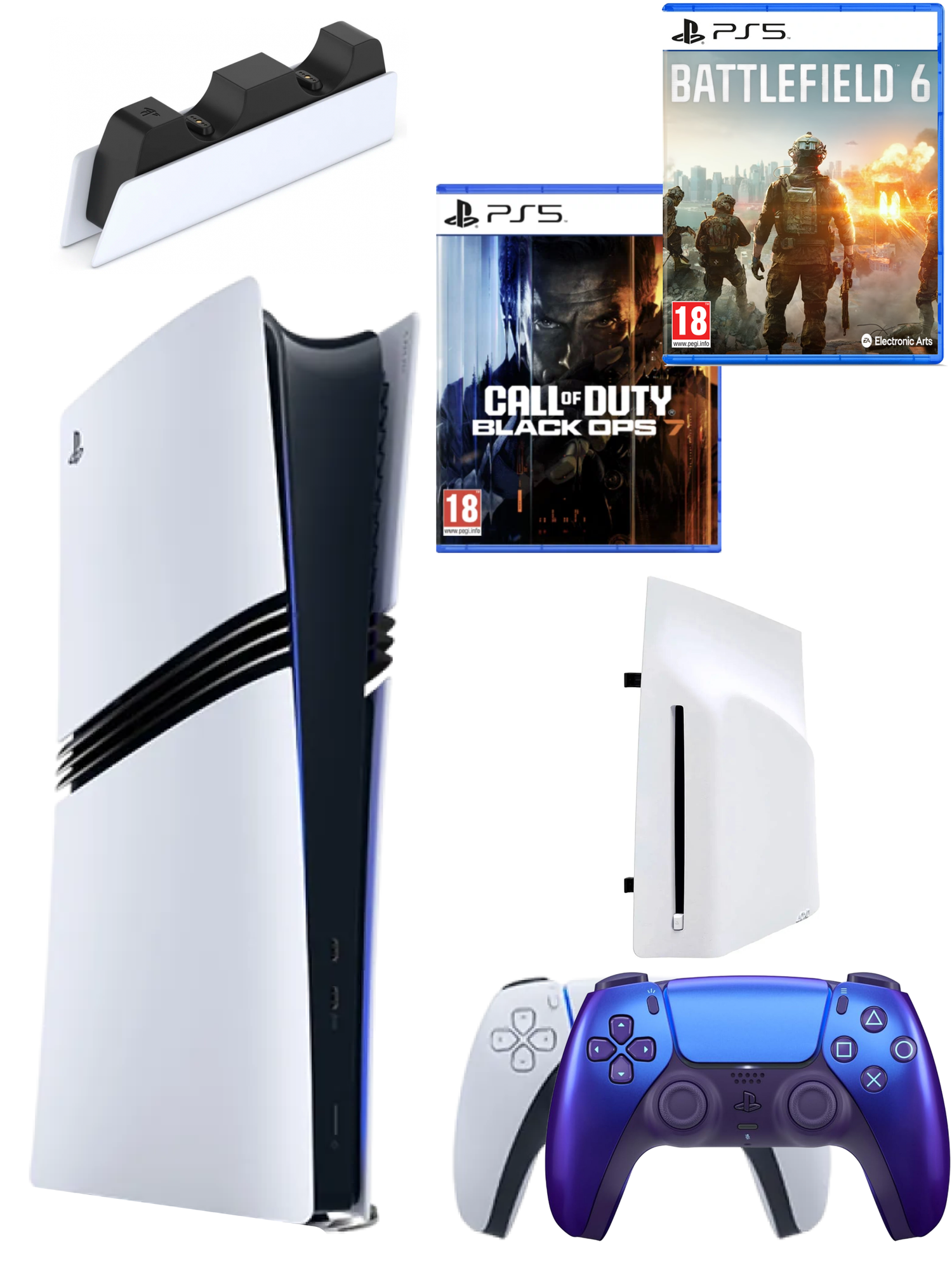 Игровая приставка Sony PS 5 Pro Digital Edition+Зарядная станция+ Дисковод +2-ой геймпад+2 игры , 2Tb SSD
