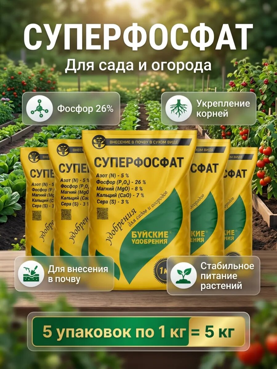 Суперфосфат Гуминизированный Удобрение, 5 кг