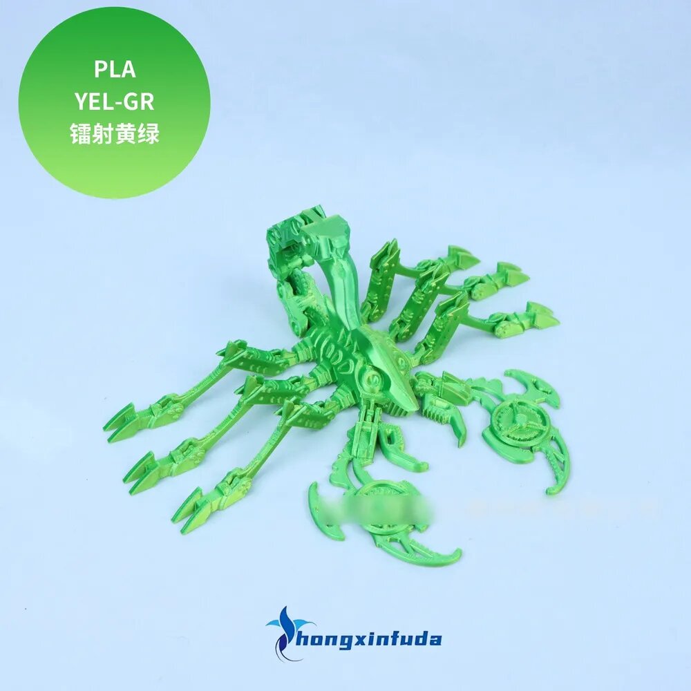 Гибкий скорпион - 23 см, 3D-печатная механическая игрушка, пластик, желтый, зеленый