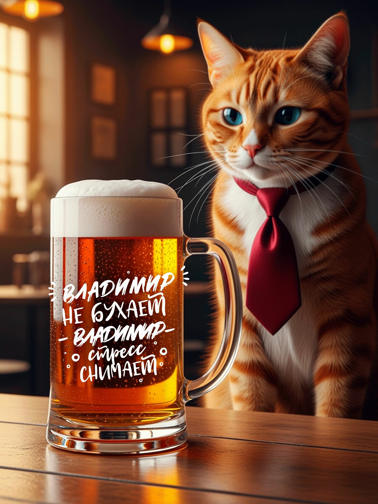 Оригинальный подарок Владимиру, прикольная пивная кружка