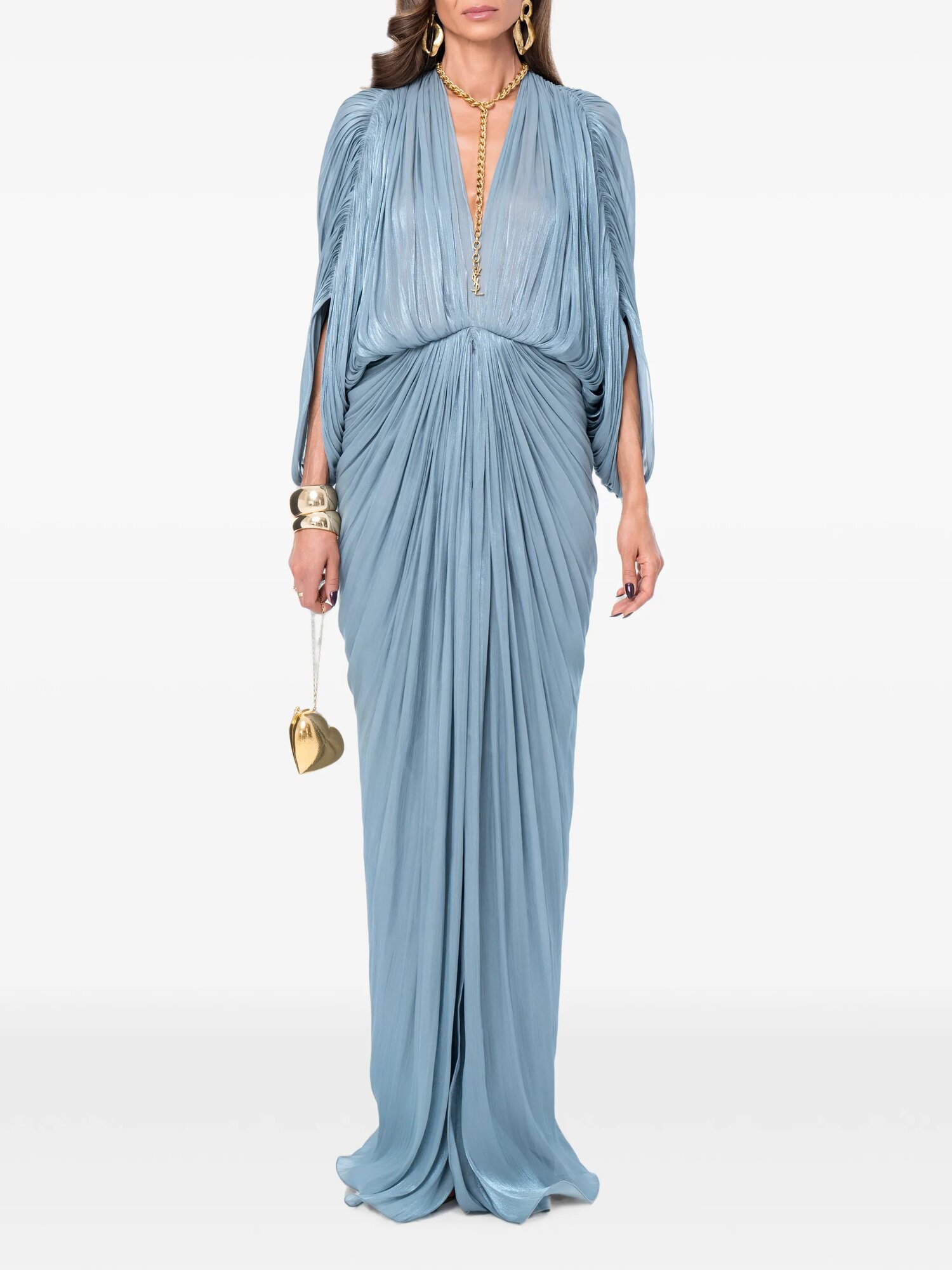 Платье Plissé-effect draped maxi dress