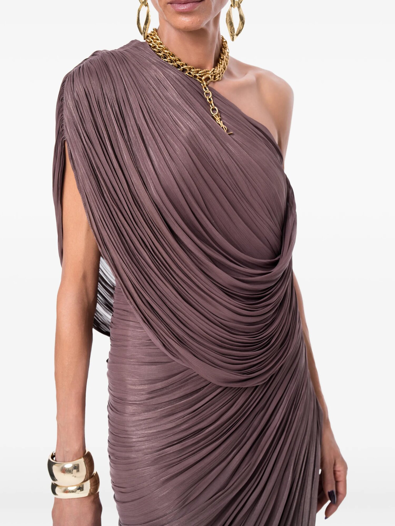 Платье One-shoulder draped maxi dress