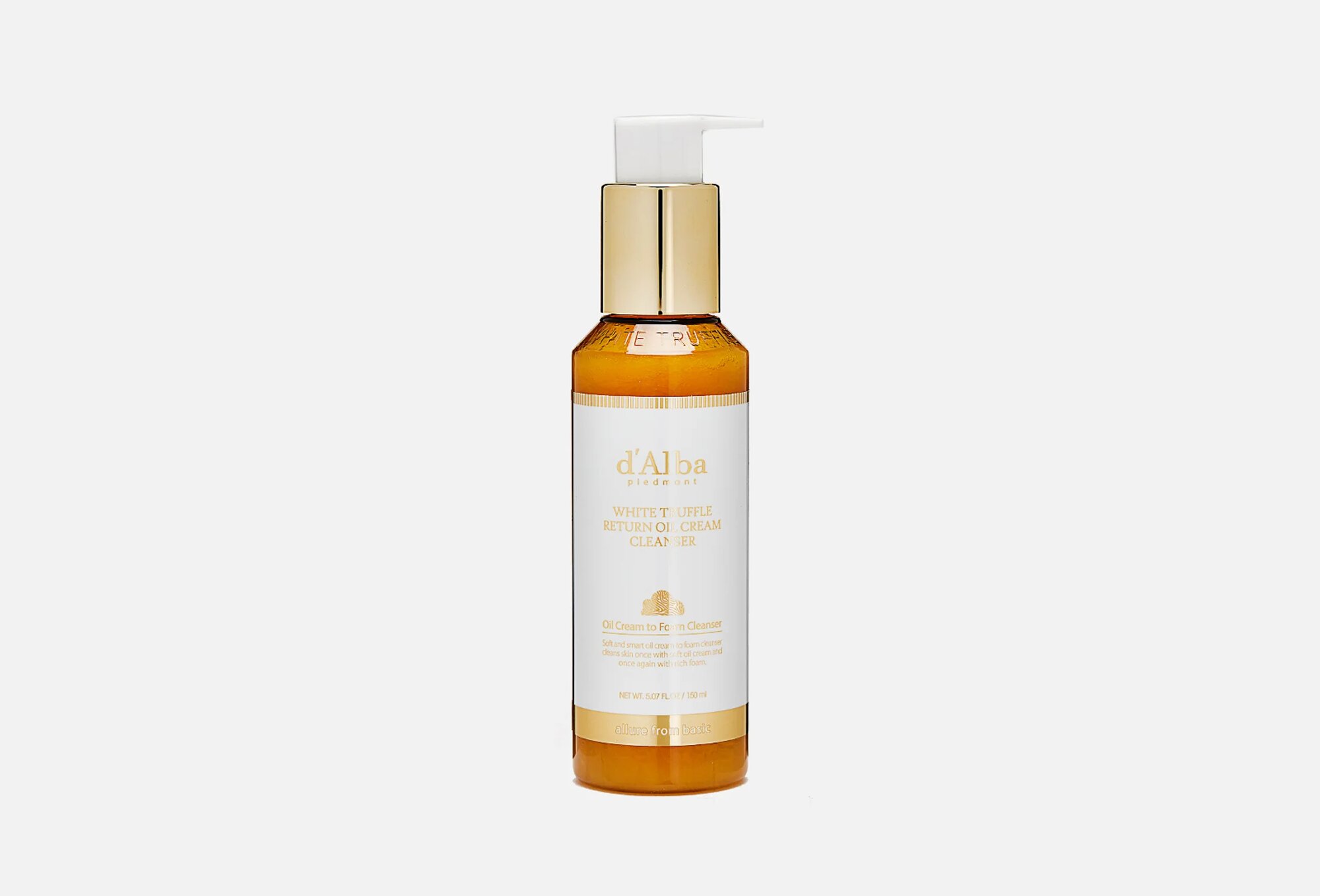 D'Alba White Truffle Return Oil Cream Cleanser Масло-пенка для глубокого очищения 2 в 1 150мл желтый