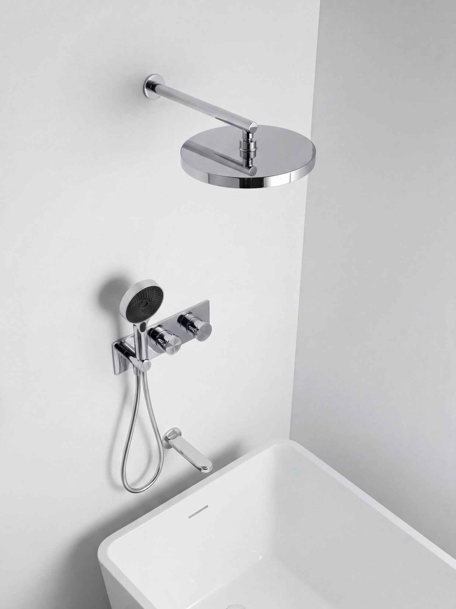 Душевая система с тропическим душем, изливом и лейкой ALTROBAGNO, хром