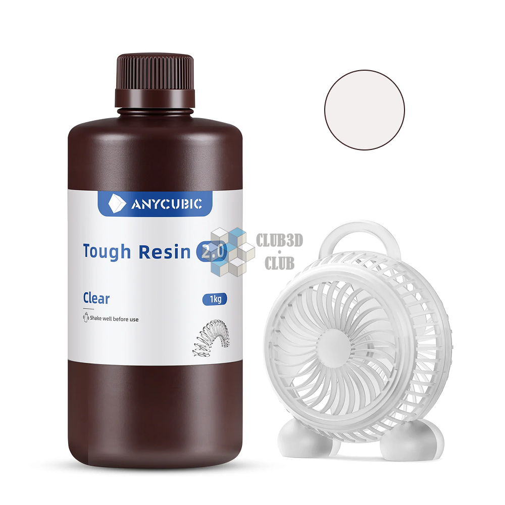 Фотополимерная смола Anycubic Tough 2.0 Resin для 3D принтера 405нм Полупрозрачный (Clear) 1 литр